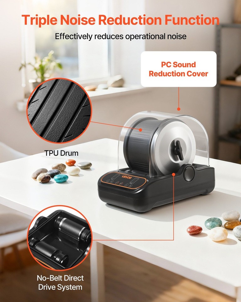 3lb Capacity Stone Polishing Tumbler Enhanced Stability TPU Drum Build ...