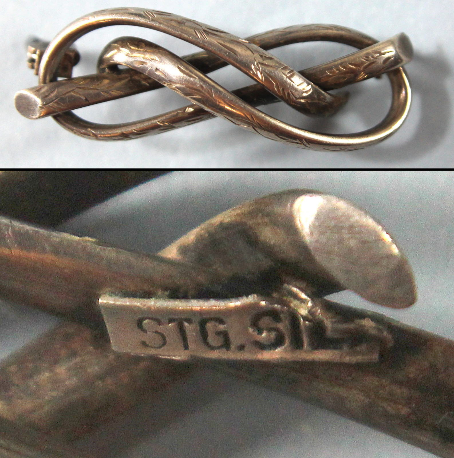 Sterling Silver Love Knot Pin Vintage Gem