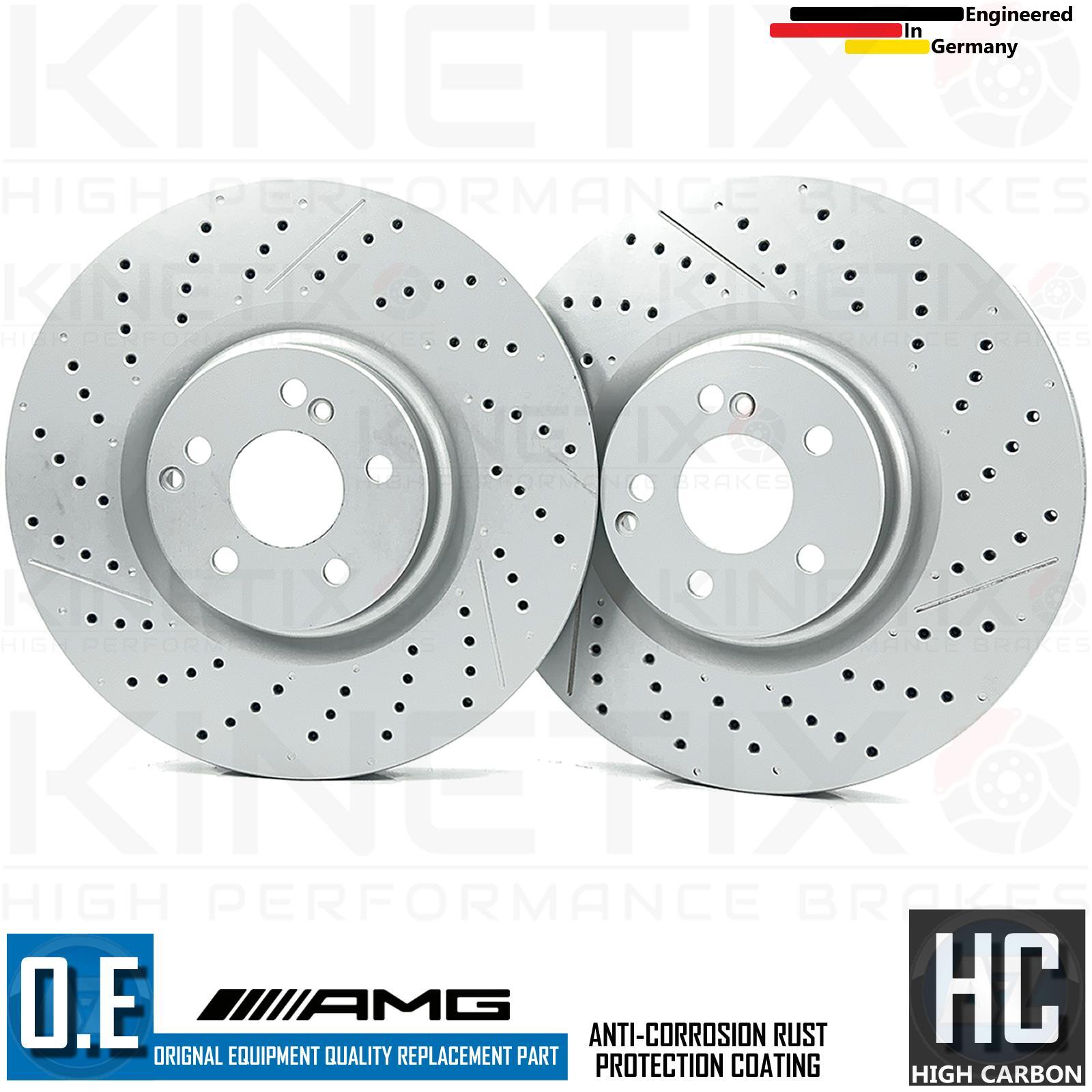FOR MERCEDES C63 C63S E63 AMG FRONT DRILLED GROOVED BRAKE DISCS PAIR ...
