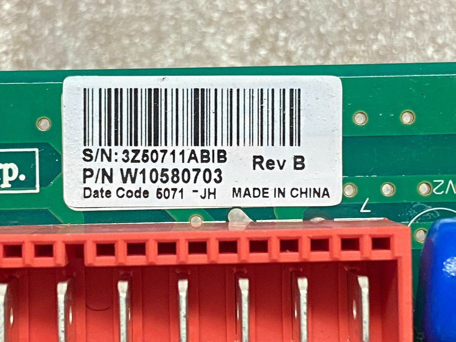 Whirlpool Washer Electronic Control Board Assembly W10580703 (W10625696 ...