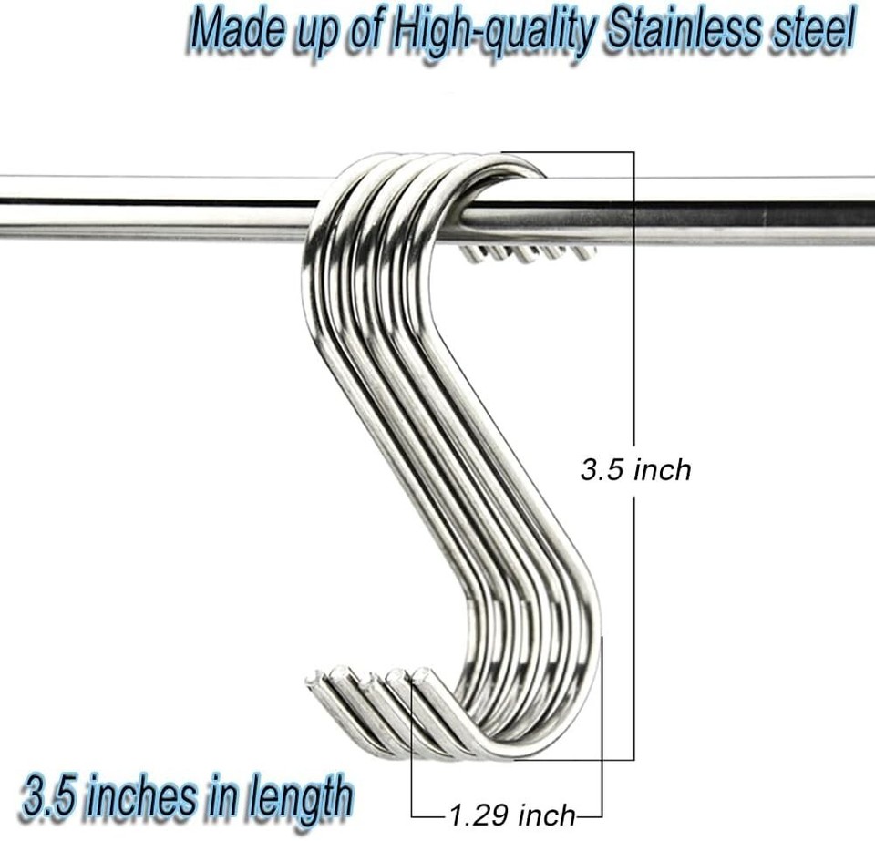 20-Pack S Hooks for Hanging, Heavy Duty S Shaped Hooks for Pots, Pans ...