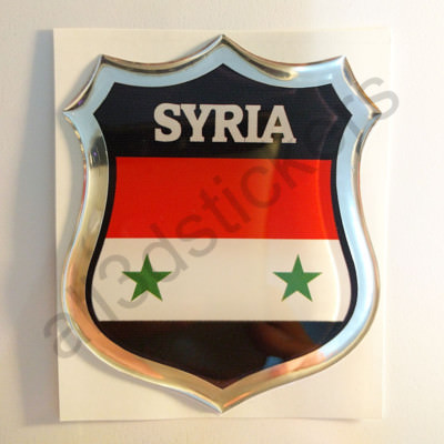 Sticker Syria Emblem 3D Resin Domed Gel Syria Flag Vinyl Decal Car ...