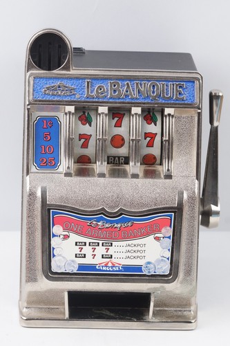 Carousel Le Banque One Armed Banker Vintage Toy Slot Machine Bank WORKS ...