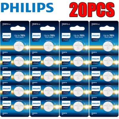 20PCS Philips CR2016 CR 2016 BR2016 DL2016 3V Lithium Battery Remote ...
