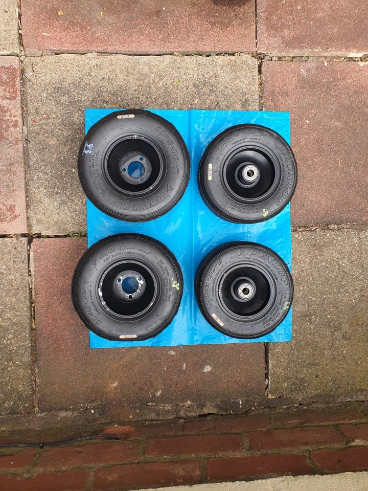 Go Kart Offset Wheels & Tyre Set Dunlop Cadet Kt3 Slicks on Rims ...
