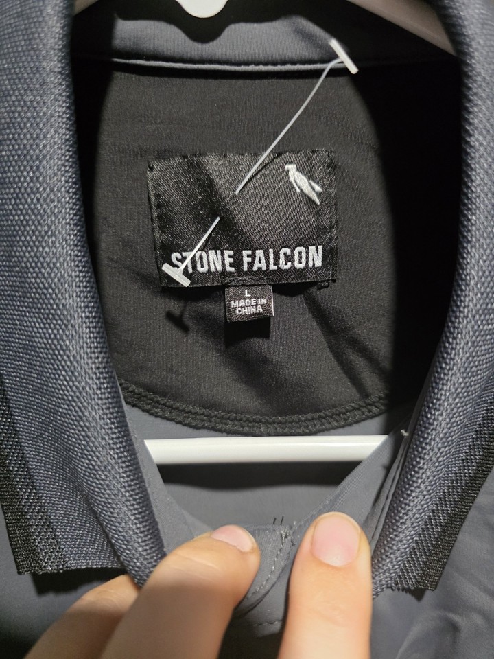 Stone Falcon Gray Polo Shirt Athletic Men's Size Large Short Sleeve | eBay