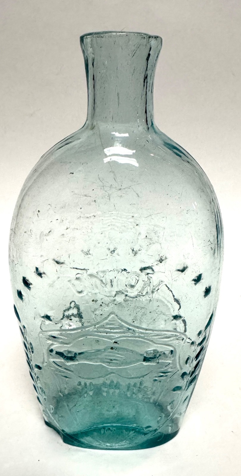 IRON PONTIL UNION CLASPED HANDS CANNON & FLAG PINT CIVIL WAR HISTORICAL ...