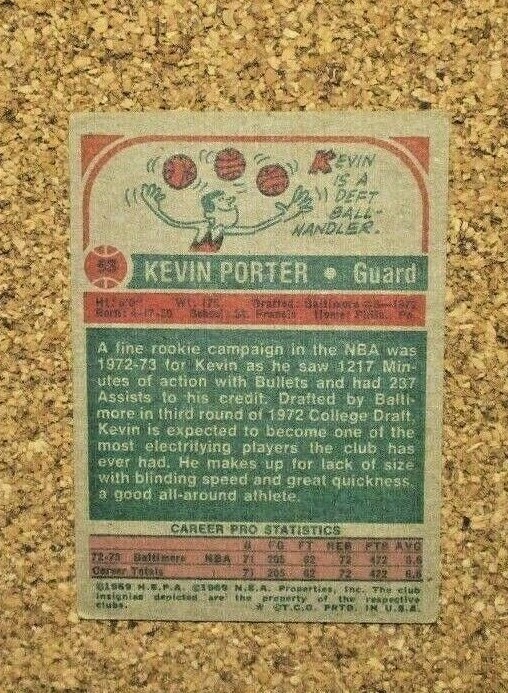 1973-74 Topps Basketball #53 Kevin Porter (Washington Bullets) RC | eBay