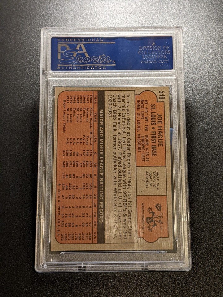 1972 Topps Joe Hague PSA 8 Near Mint Cardinals #546 Vintage Baseball ...