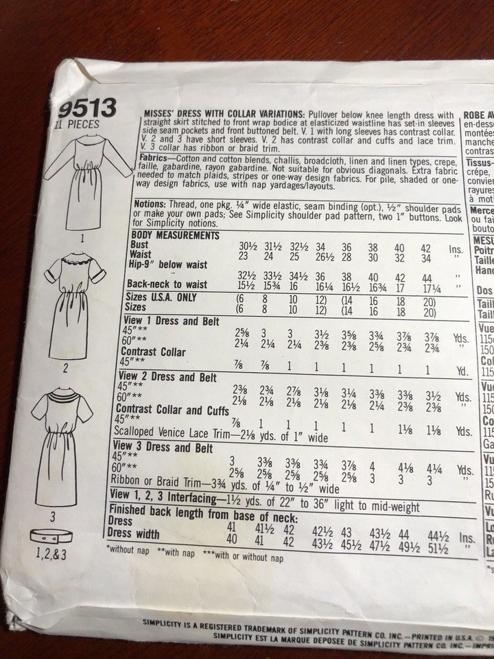 Patterns Sewing Womens By Simplicity Pattern Number 9513 Sizes 8-12 ...