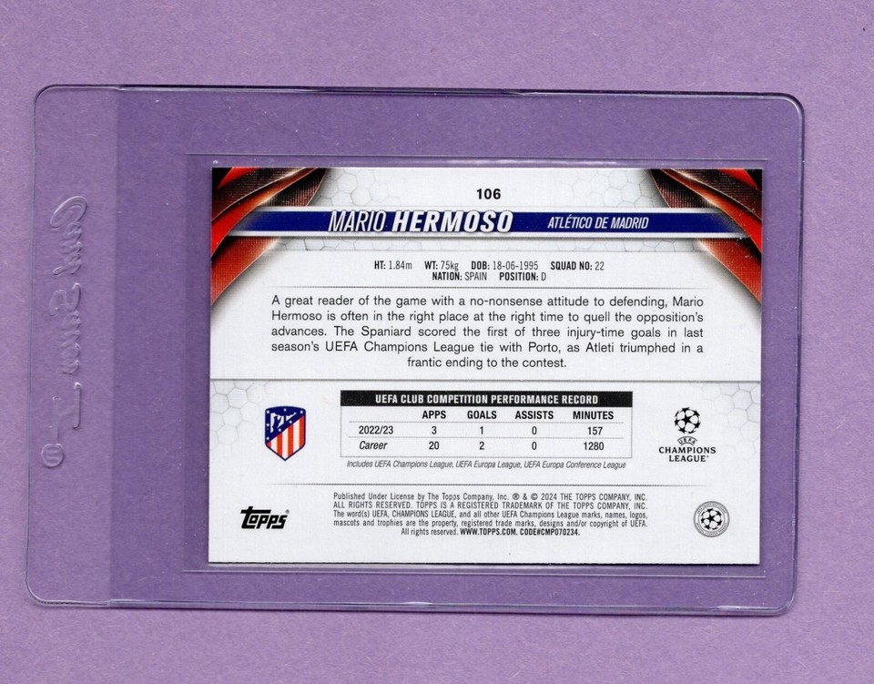 Mario Hermosa 2023-24 Topps UEFA Club Competitions Inferno Foil *Free ...