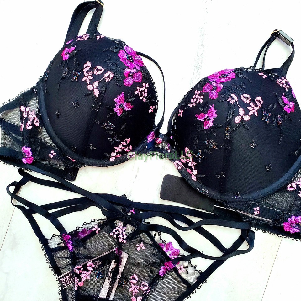 Victoria's Secret VERY SEXY BRA SET lace Push Up embroidery floral ...