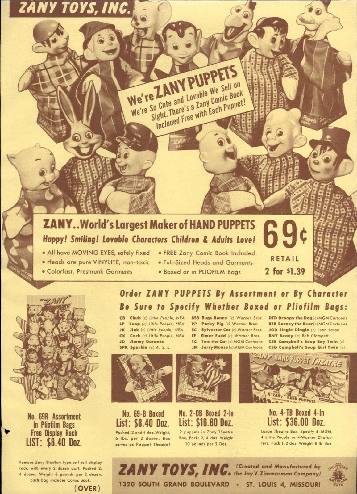 1954 PAPER AD 2 Sided Zany Hand Puppets Disney Edgar Bergen Bean Bag | eBay