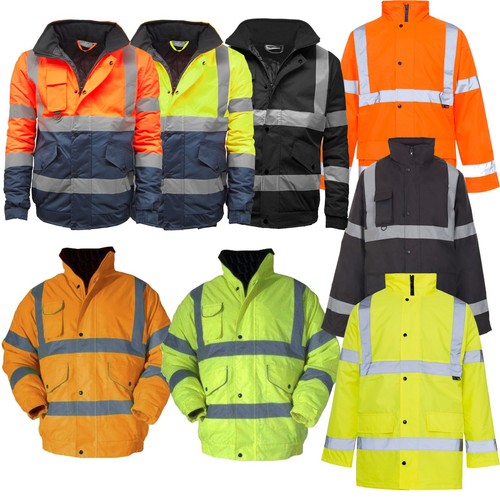 Hi Viz High Visibility Waterproof Bomber Safety Work Yellow Orange ...