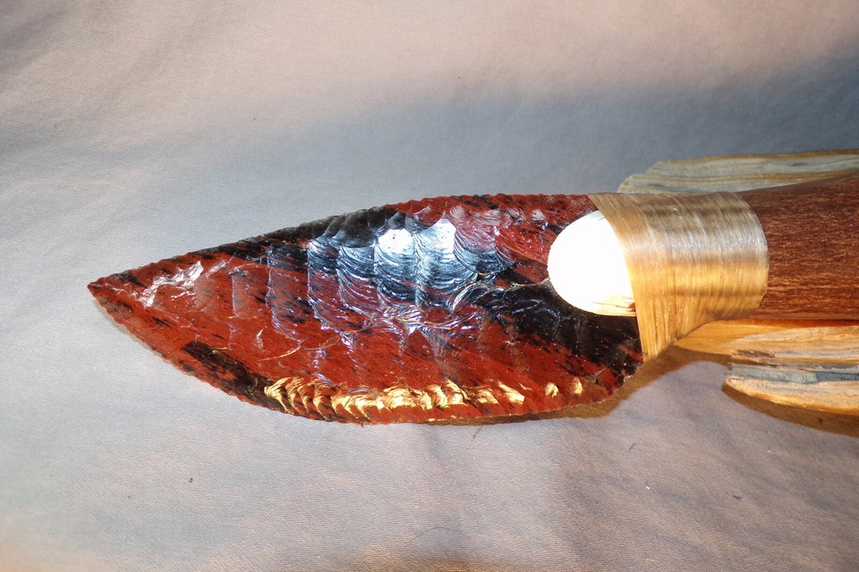 Triple Flow Obsidian Fantasy Knife Large Fork Handle Flint Knapping Black Powder | eBay