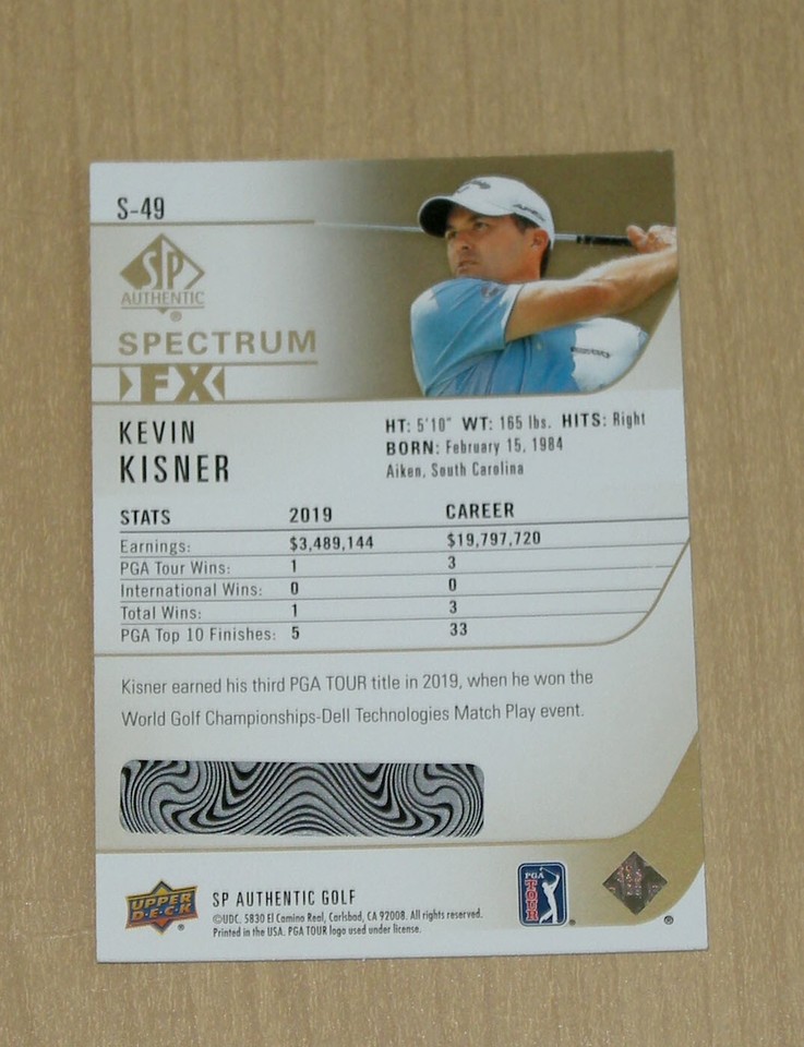 2021 Upper Deck SP Authentic Spectrum FX Bounty Kevin Kisner Tier 3 S ...
