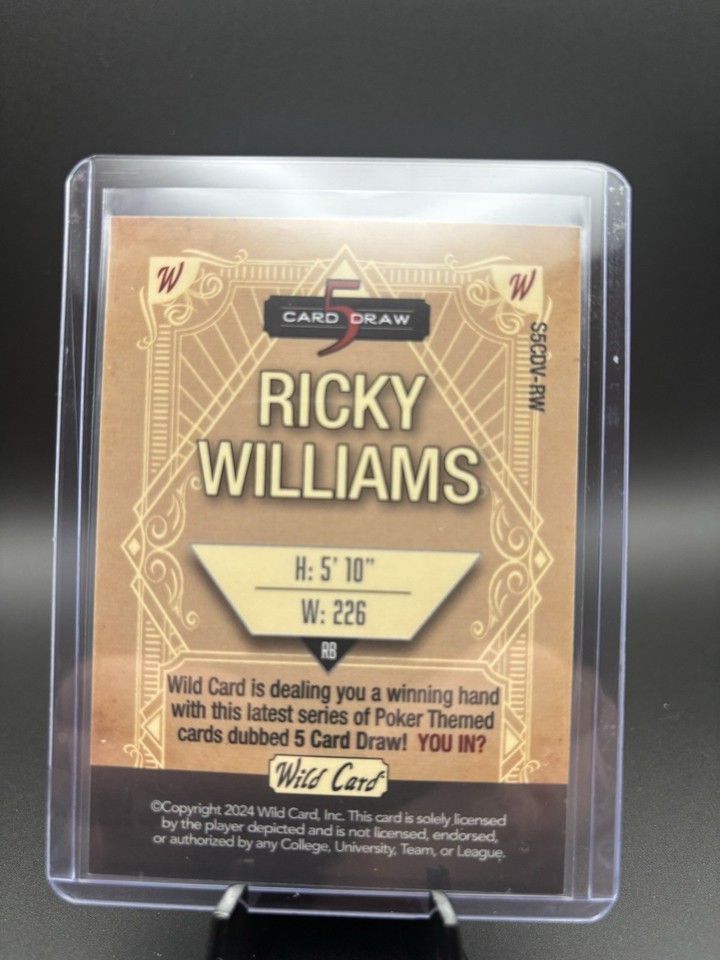 1/5 Wild Card 2024 5 Card Draw Ricky Williams S5CDV-RW Poker Themed ...
