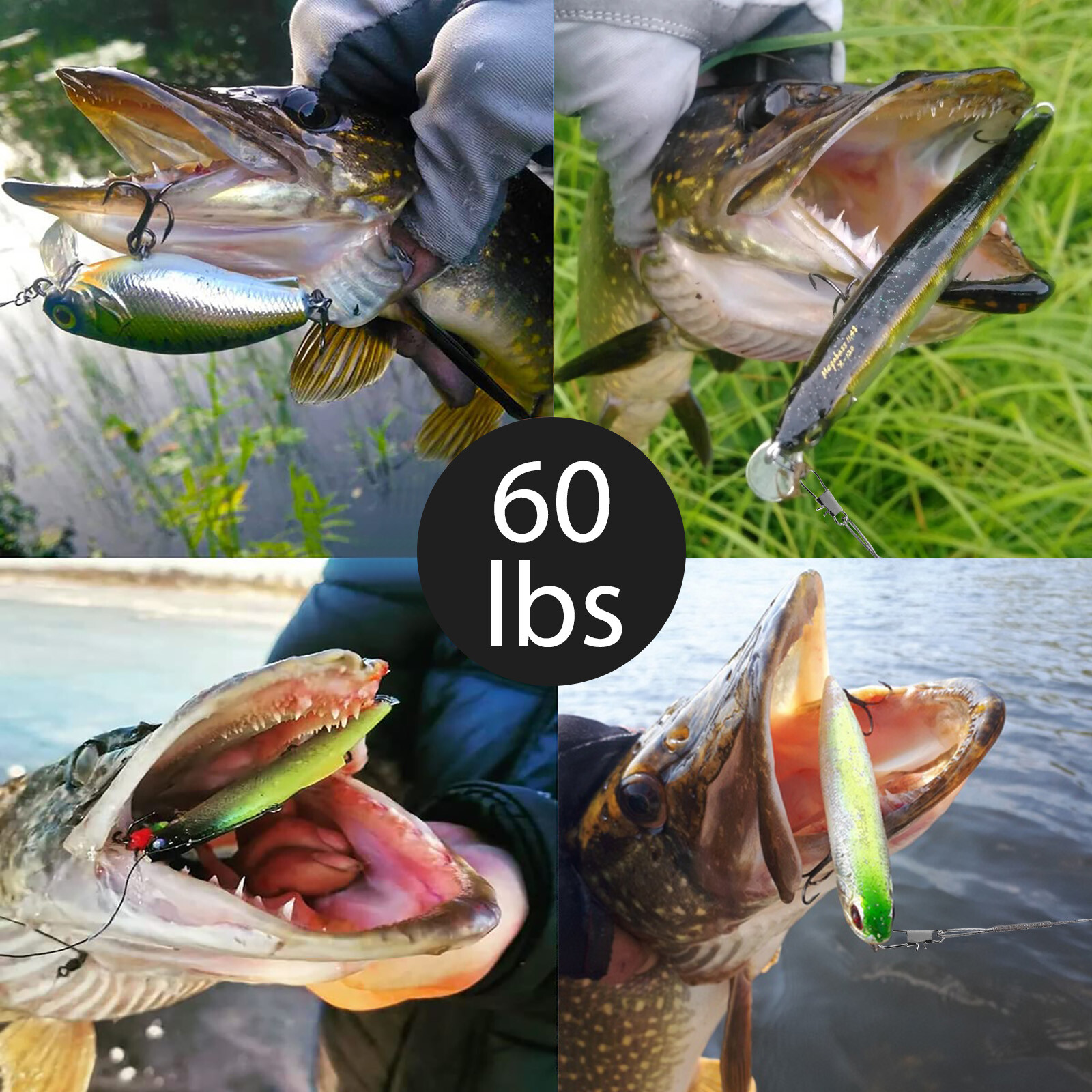 100pcs Stainless Steel Trace Wire Leader Fishing Line Leaders With Snap ...