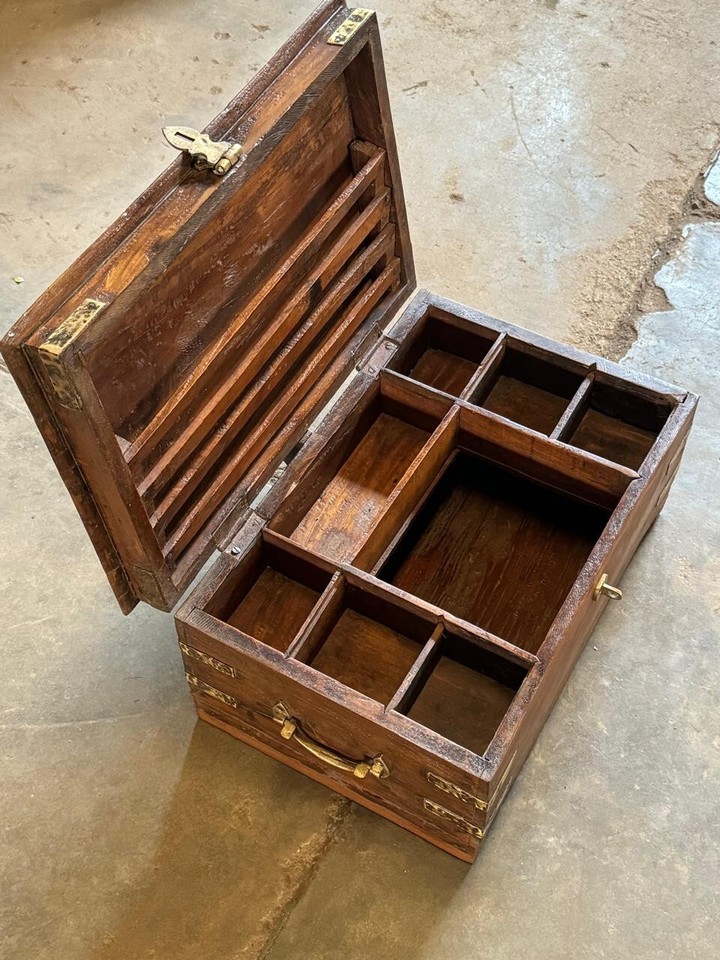 Antique Wooden Storage Treasure Chest Box Original Hand Crafted, Rare ...