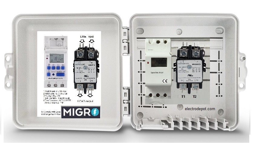 220VAC Digital Timer 7 Day 24 Hr 40A, Double Pole Time Switch, 50A, 30A ...