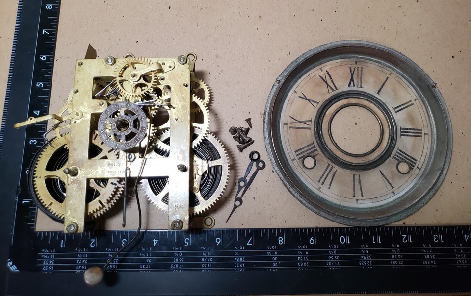 Antique Gilbert 5 1/2 Time & Strike Clock Movement Dial Hands and ...