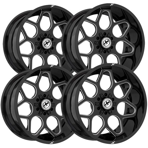 (Set of 4) XF Off-Road XF-233 20x10 6x135/6x5.5" -12mm Black/Milled ...