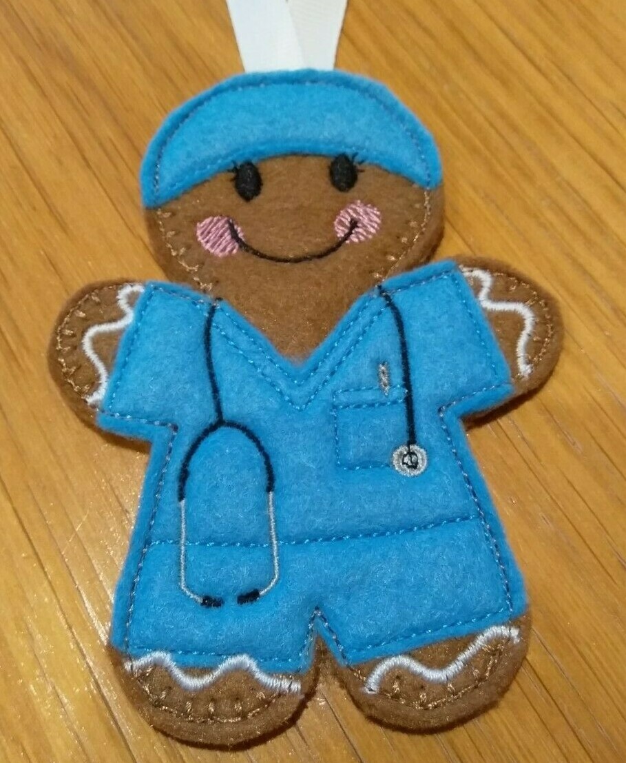 Embroidered Gingerbread Man Decoration ~ Medical Nurse Doctor Paramedic ...
