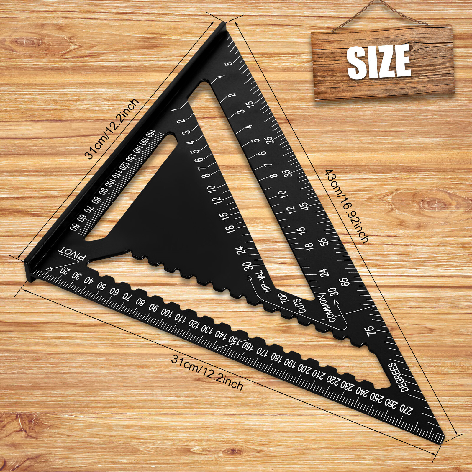 12inch Triangle Ruler Aluminum Alloy Triangle Ruler Metric Speed ...