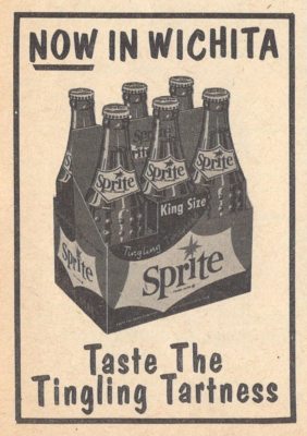 1964 SPRITE SODA POP AD~NOW IN WICHITA,KANSAS~TASTE THE TINGLING ...