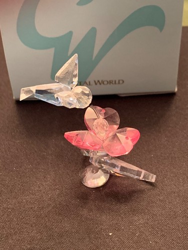 Crystal World Hummingbird with pink flower Crystal Figurine | eBay
