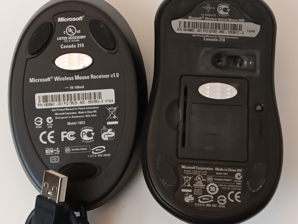 Microsoft Wireless Optical Mouse 2000 With Receiver Model #1067 TESTED ...