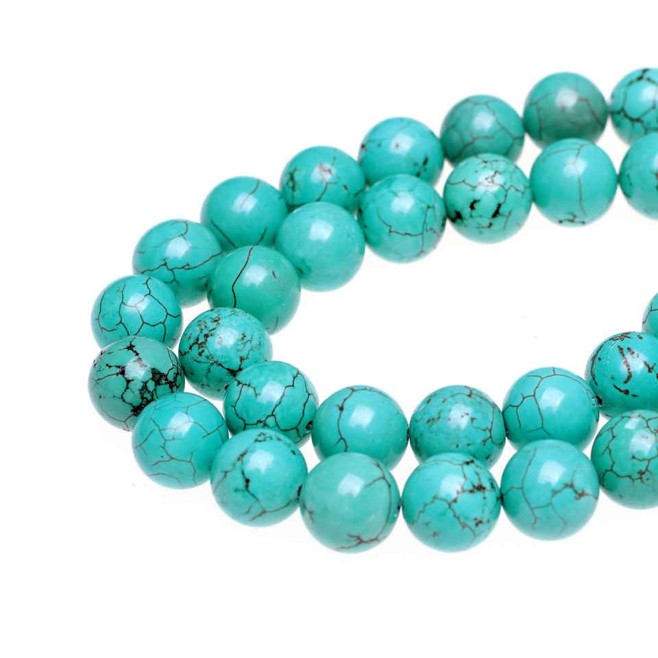 Blue Turquoise White Turquoise Natural Gemstone Round Bead 4mm 6mm 8mm ...