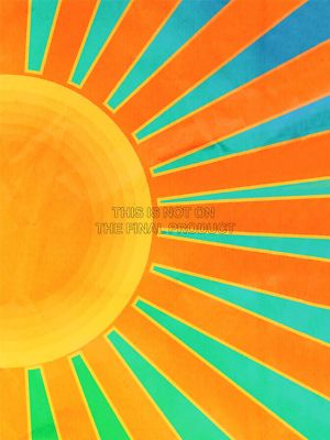 Painting Illustration Abstract Sunrise Sun Rays Orange Blue Spokes ...