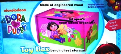 DORA EXPLORER~GIRL~WOODEN BENCH CHEST~LID TOY BOX~BEDROOM SHOE STORAGE ...