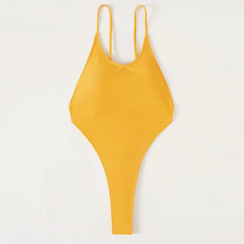 Womens Sexy Thong One Piece Swimsuit High Cut Out Monokini String ...