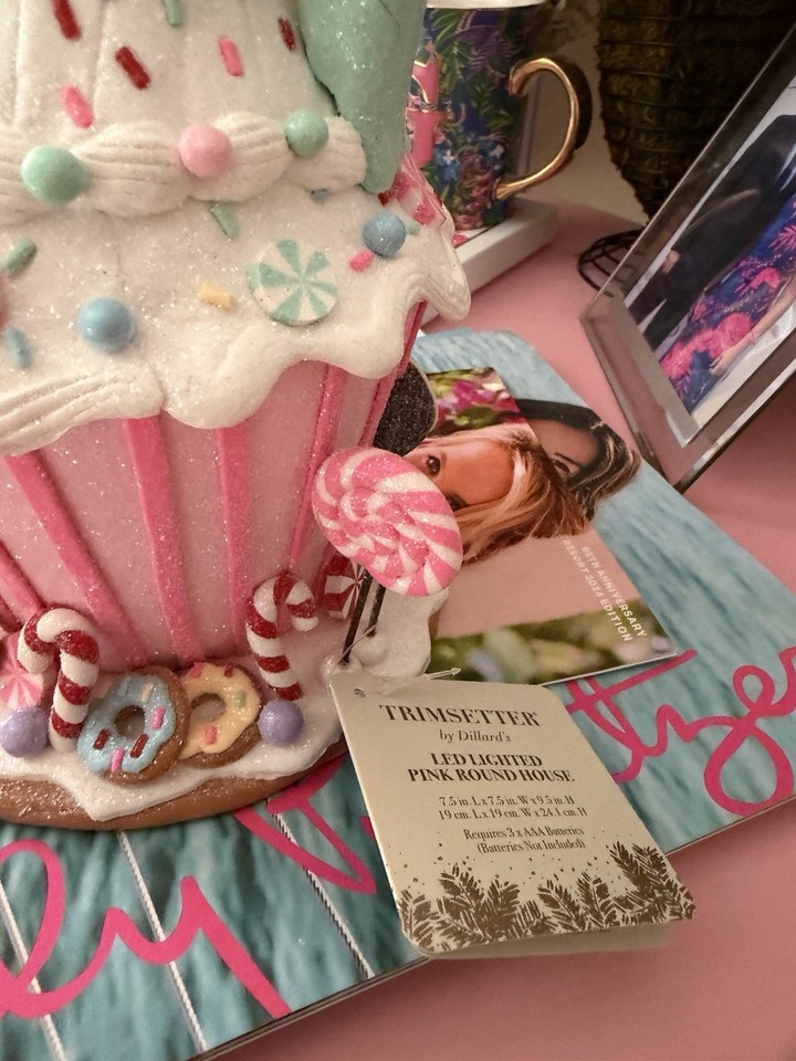 Trimsetter Christmas Gingerbread Candy Lighted Pink Round House LED NWT ...