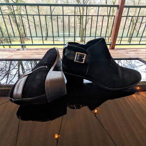 Vionic Millie Boots Women's sz 6 Black Suede Ankle Booties Silver ...