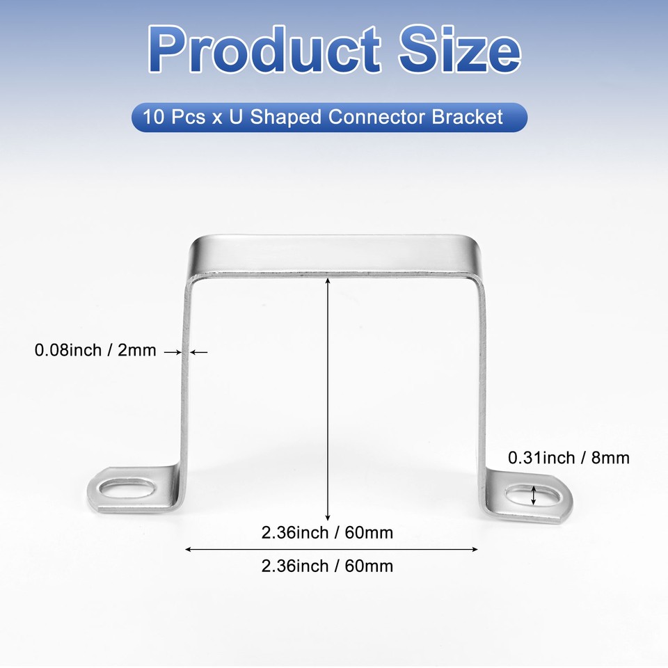 10Pcs U Shaped Connector Bracket, 60x60mm 304 Stainless Steel Square ...