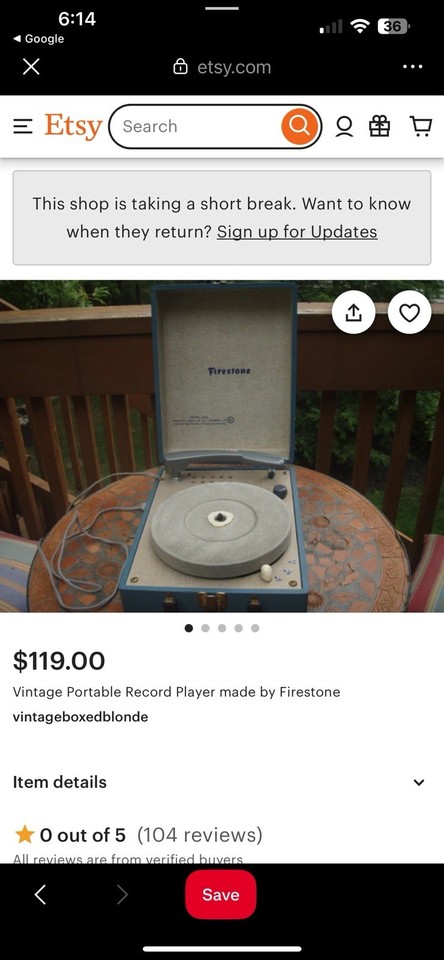 Vintage Firestone Travel Record Player Mod. 4V14 | eBay