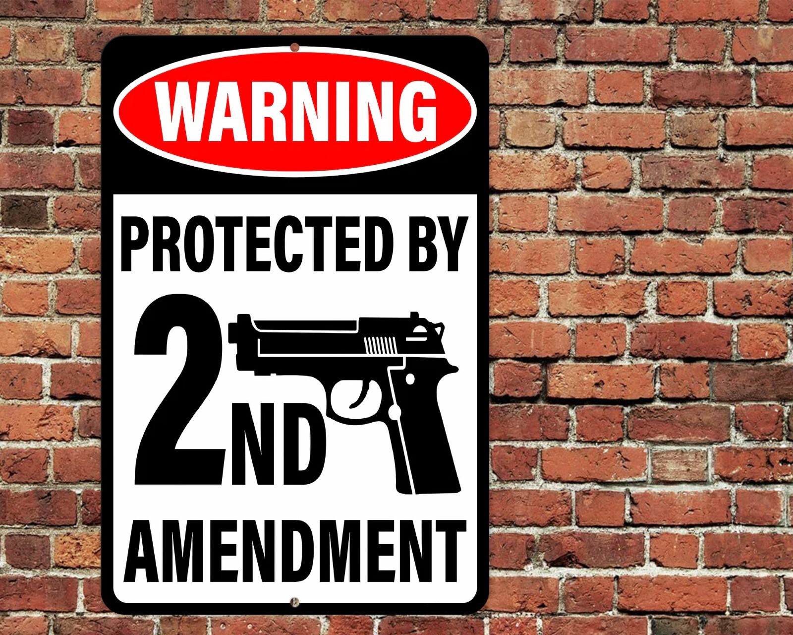 Warning Protected By 2nd Amendment Sign Aluminum Metal 8"x12" | eBay