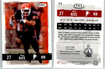 Ray Rice 2008 SAGE HIT #73 RC Rookie Rutgers Ravens | eBay