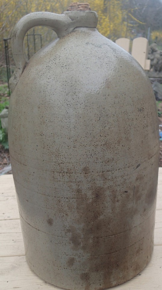 ANTIQUE SALT GLAZED 5 GALLON COUNTRY STORE STONEWARE JUG WHISKY STILL ...