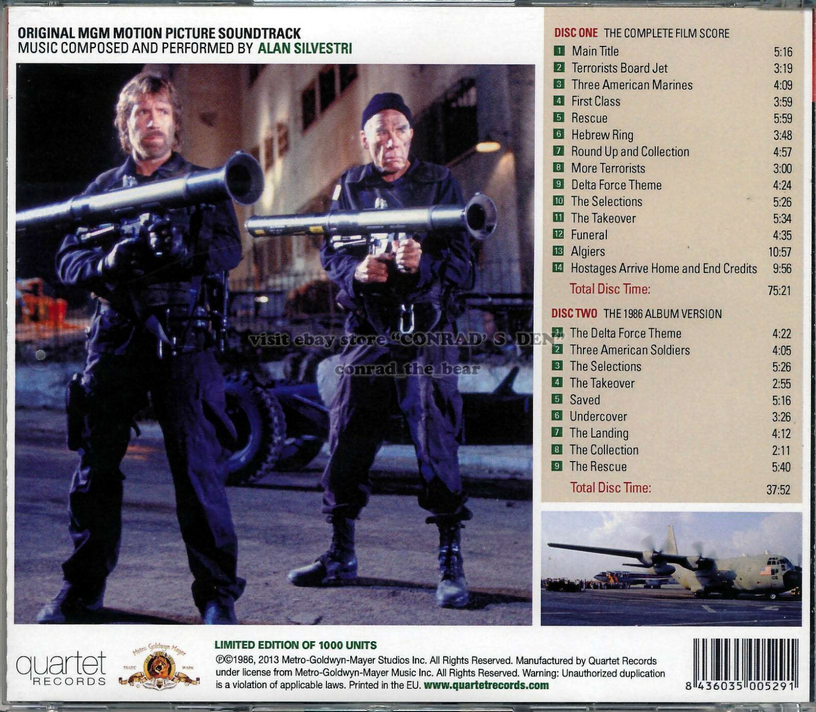 The Delta Force Alan Silvestri Quartet Records Ltd. Edition 1000 Units ...