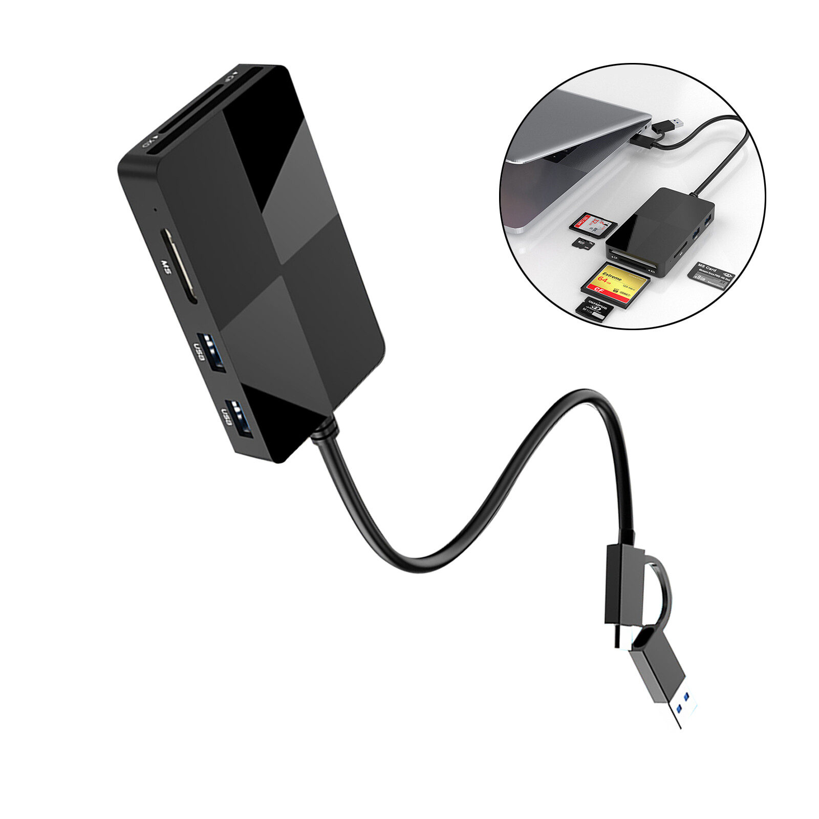 New 8 in 1 USB 3.0 Type C SD Card Hub Adapter SD TF CF XD MS Memory ...