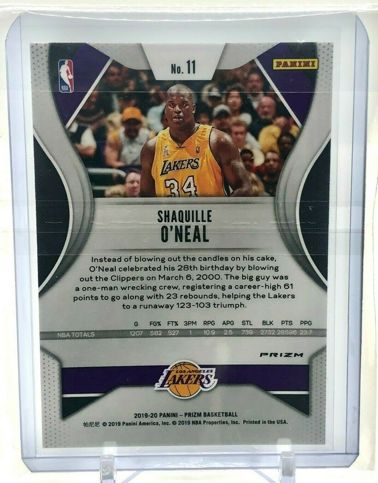Shaquille O’NEAL 2019 PANINI PRIZM #11 SILVER PRIZM MINT! Lakers | eBay