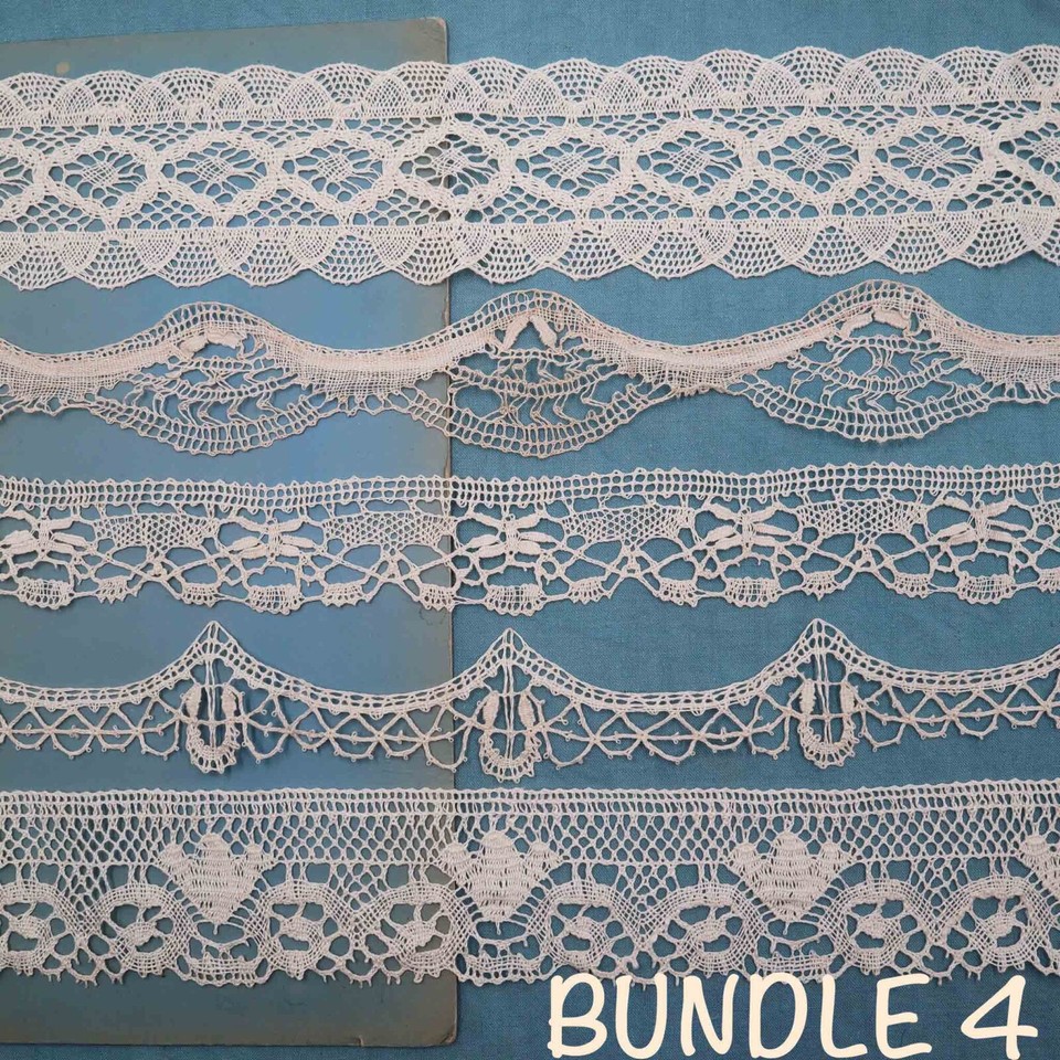 Lace Trims Bundle French Bobbin Lace Kit Craft Ephemera Antique Lace ...