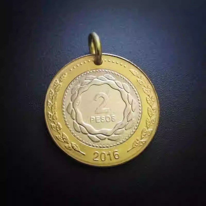 Argentina 2 pesos Sun God coin pendant vintage coin Necklace Silver 20 ...