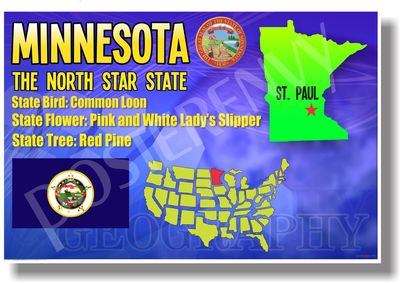 Minnesota Geography - NEW U.S State Travel POSTER | eBay