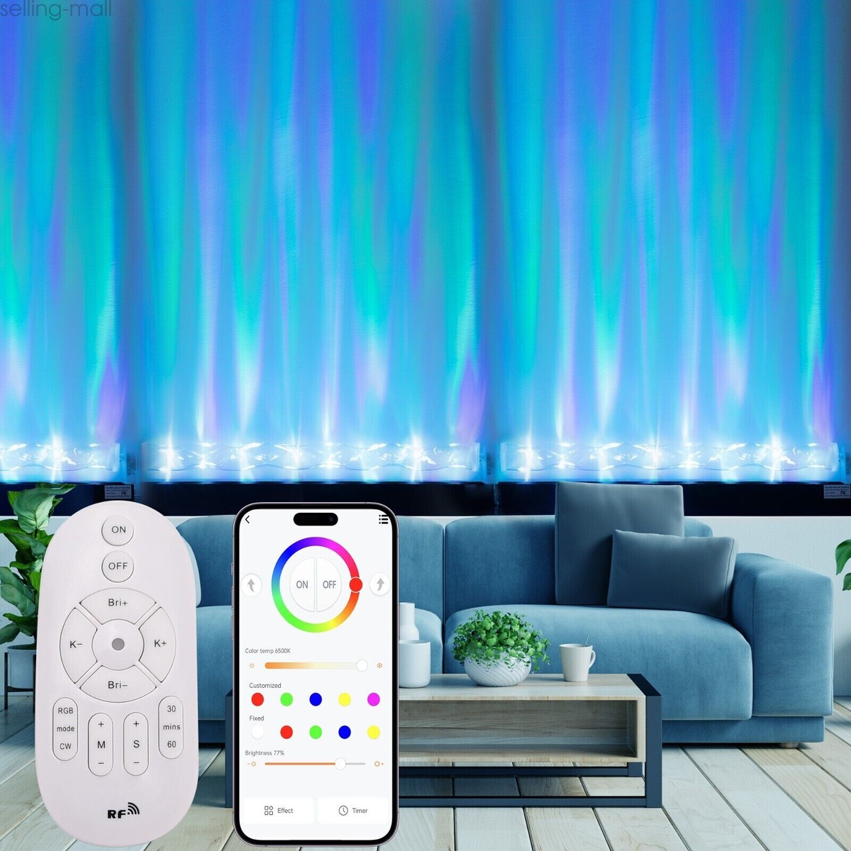 RGBW Wall Light 24W RGBW - Dynamic Water & Aurora Effects With Remote ...