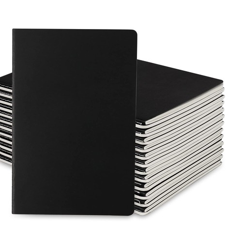 24 Pack A5 Blank Notebooks 5.5x8.3 Black Cover 60 Page Sketch Pads Bulk ...